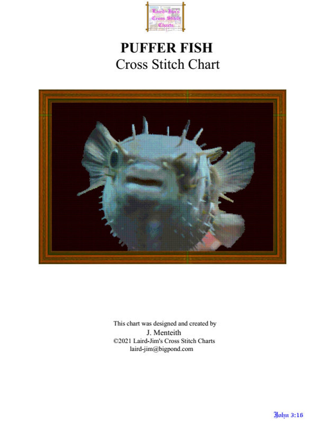PUFFER FISH - Cross Stitch Chart - Etsy
