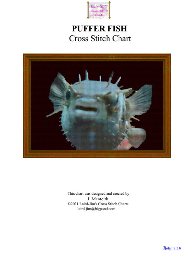 PUFFER FISH - Cross Stitch Chart - Etsy