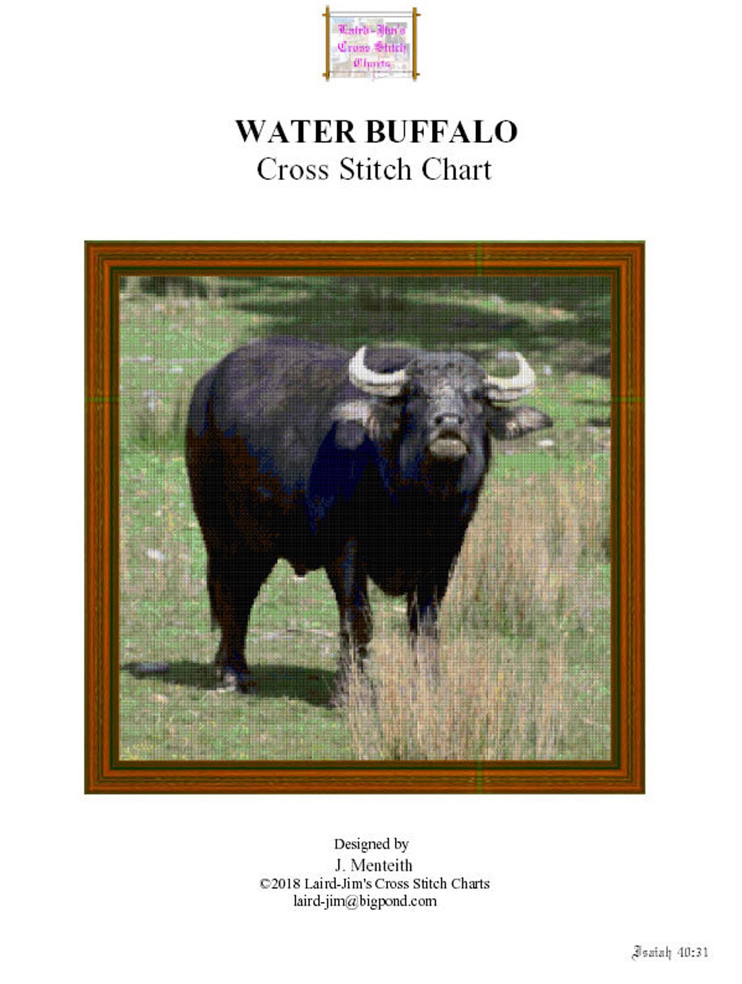 WATER BUFFALO - Cross Stitch Chart - Etsy