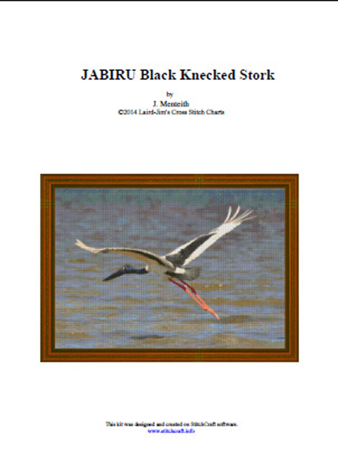 JABIRU Black Knecked Stork - Cross Stitch Chart - Etsy