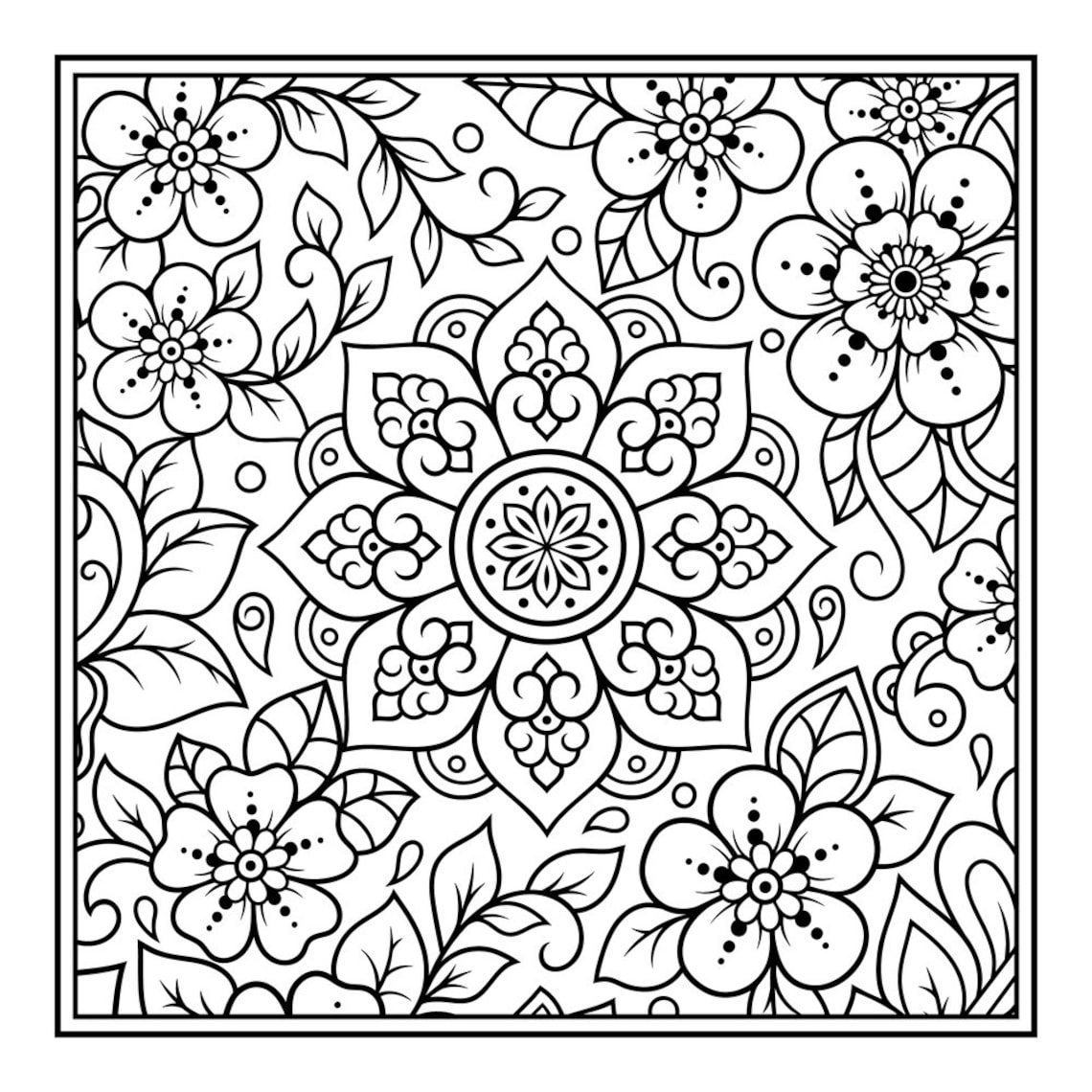 110 Adult Coloring Pages- Flowers, Mandalas, Butterflies, and More! - Etsy