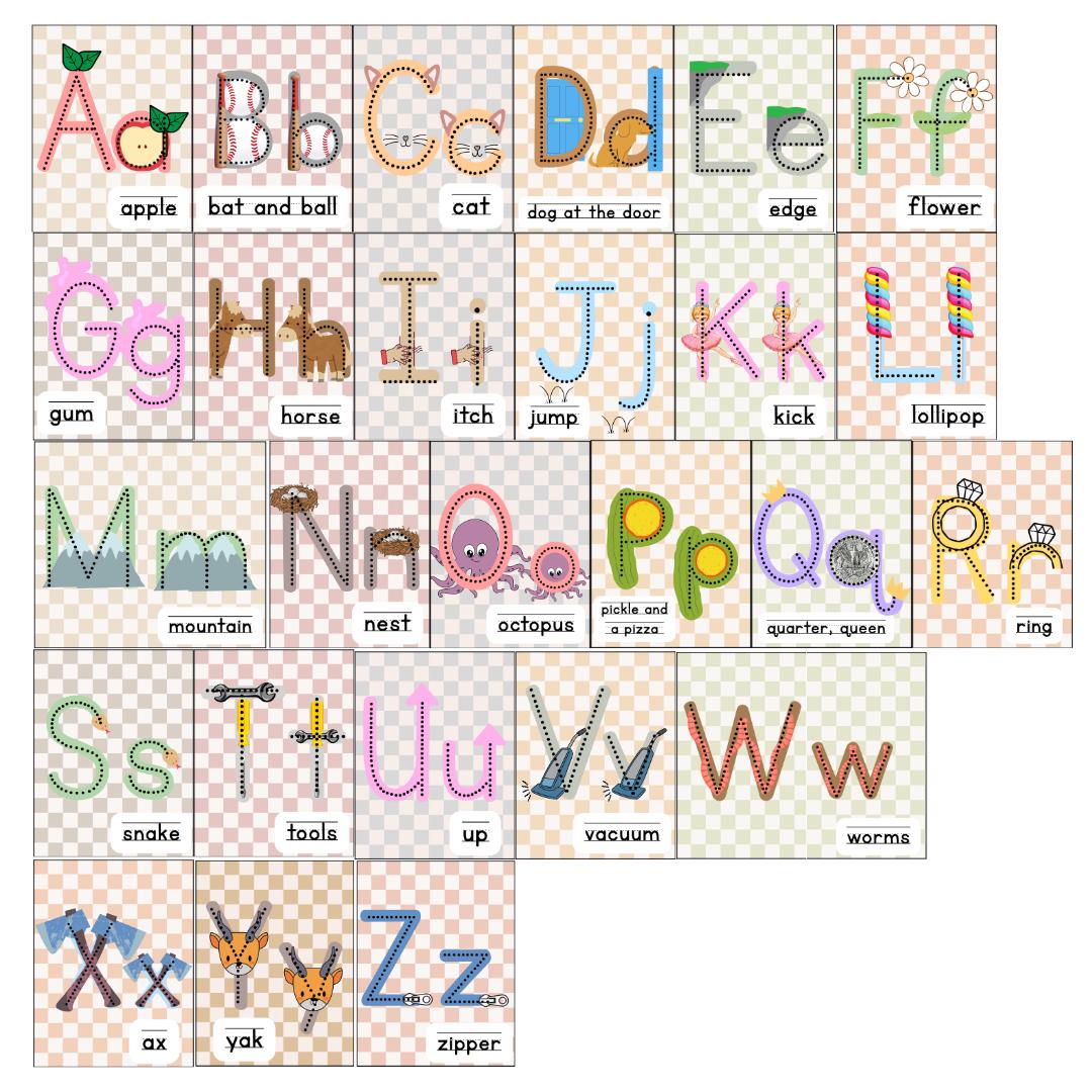 Neutral Mnemonic Alphabet Wall Cards - Etsy