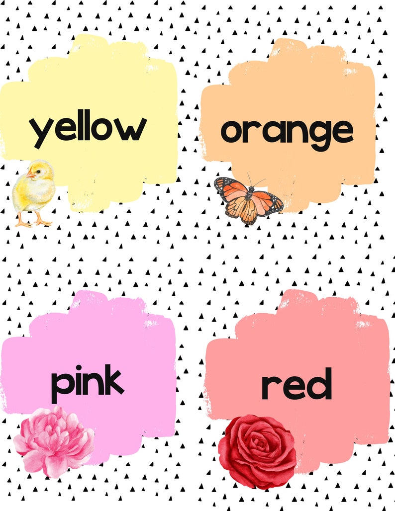 Polka-triangle Color Name Wall Cards, Color Name Wall Cards, Classroom ...