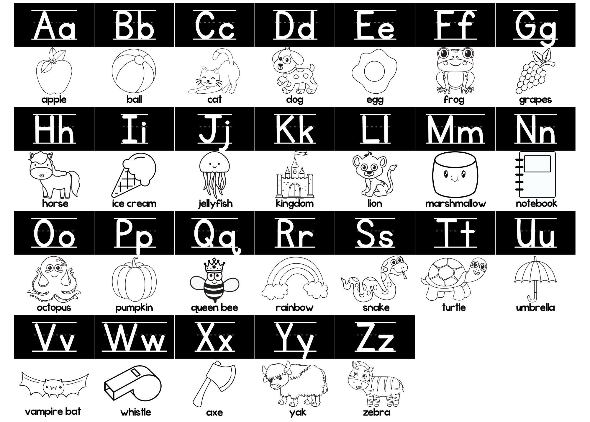 Printable Alphabet Chart Black And White