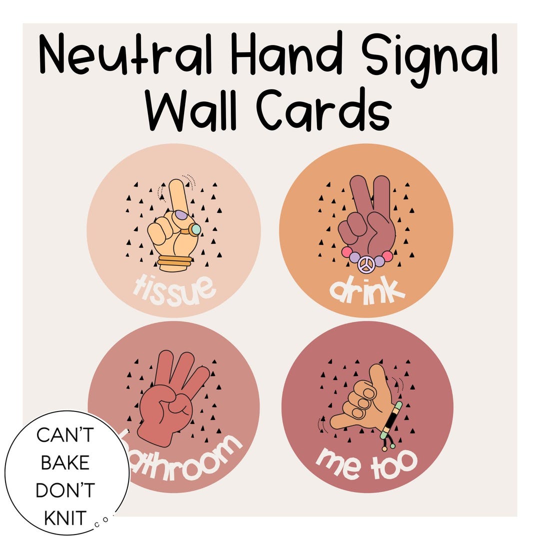 Neutral Hand Signal Wall Cards - Etsy