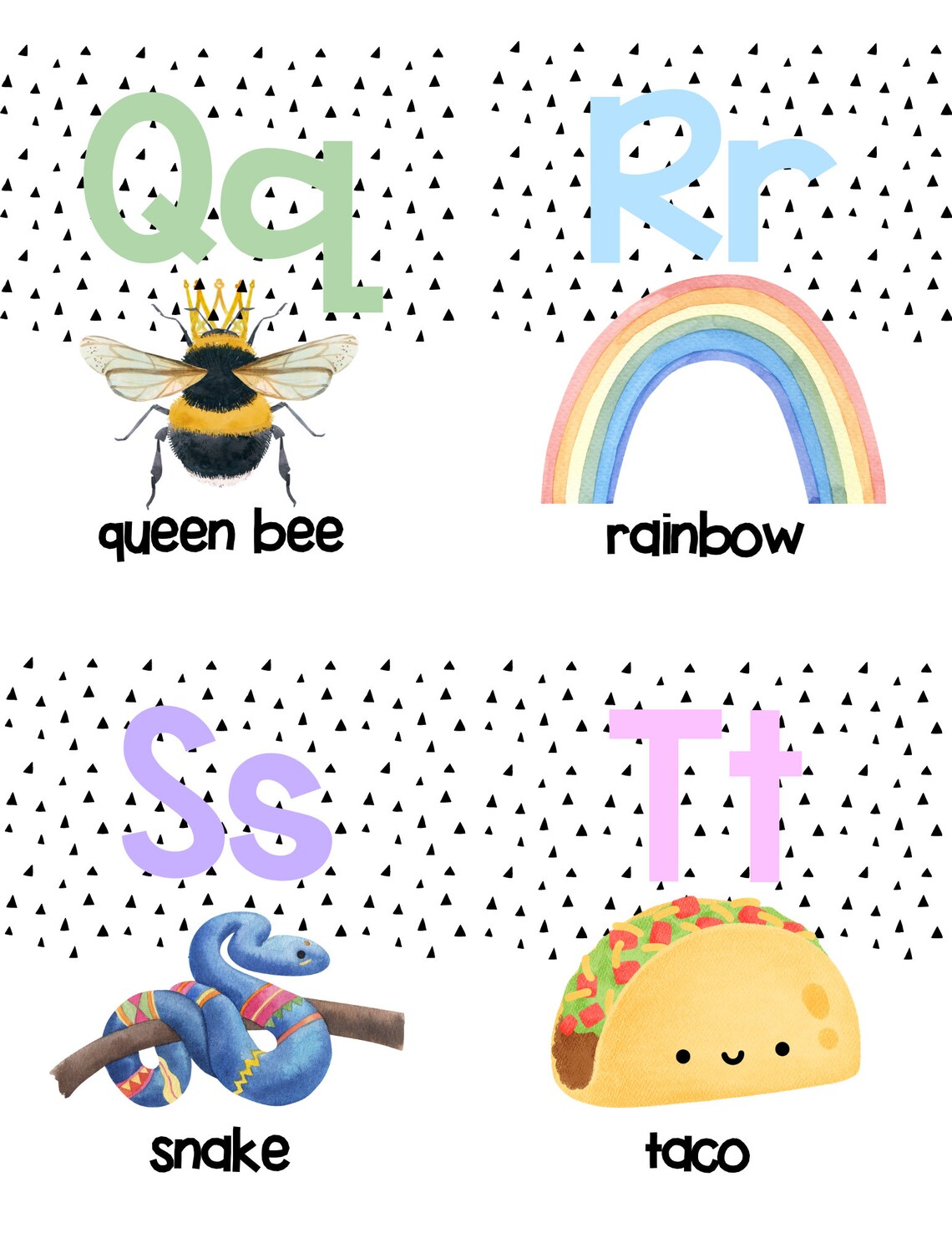 Polka-triangle ABC Wall Cards, Alphabet Wall Cards, Classroom Decor ...