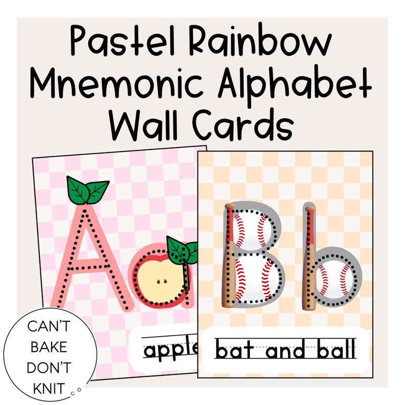 Pastel Rainbow Mnemonic Alphabet Wall Cards - Etsy
