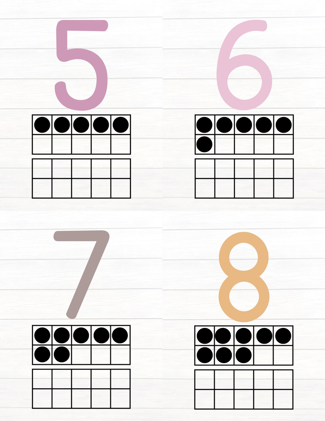 Shiplap Number Wall Cards: Ten Frame Printable (0-20) - Etsy