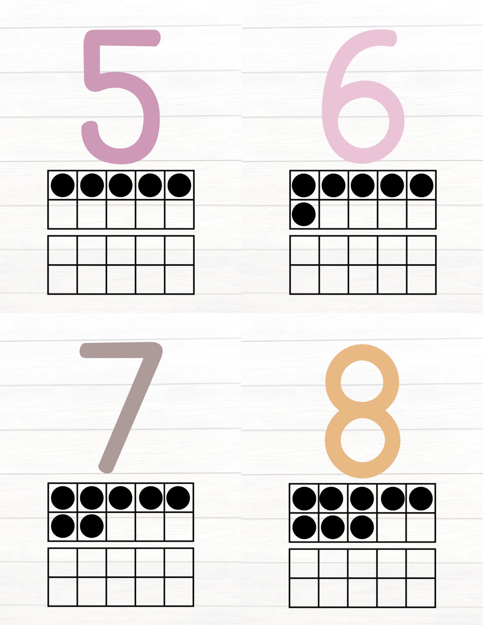 Shiplap Number Wall Cards: Ten Frame Printable (0-20) - Etsy