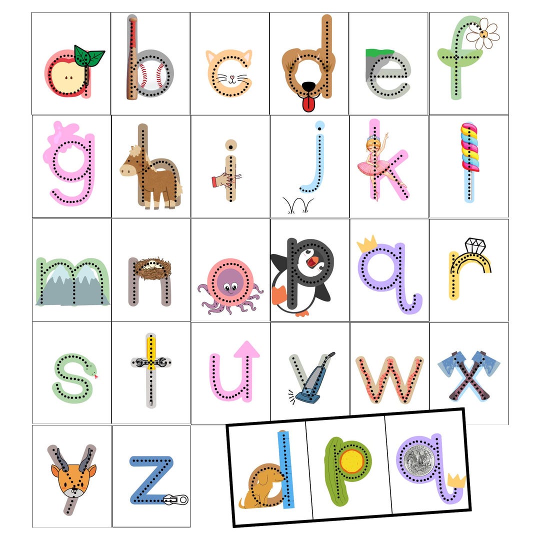 Mnemonic Lowercase Alphabet Flashcards - Etsy