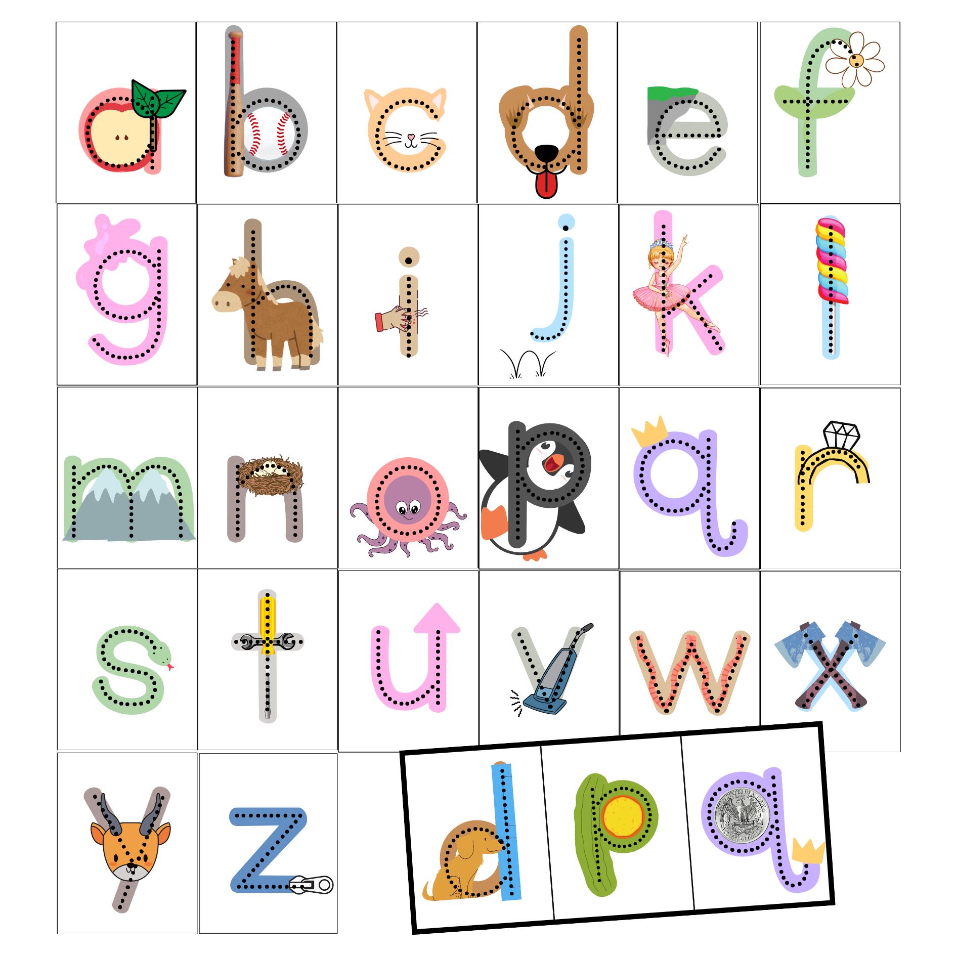 Mnemonic Lowercase Alphabet Flashcards - Etsy