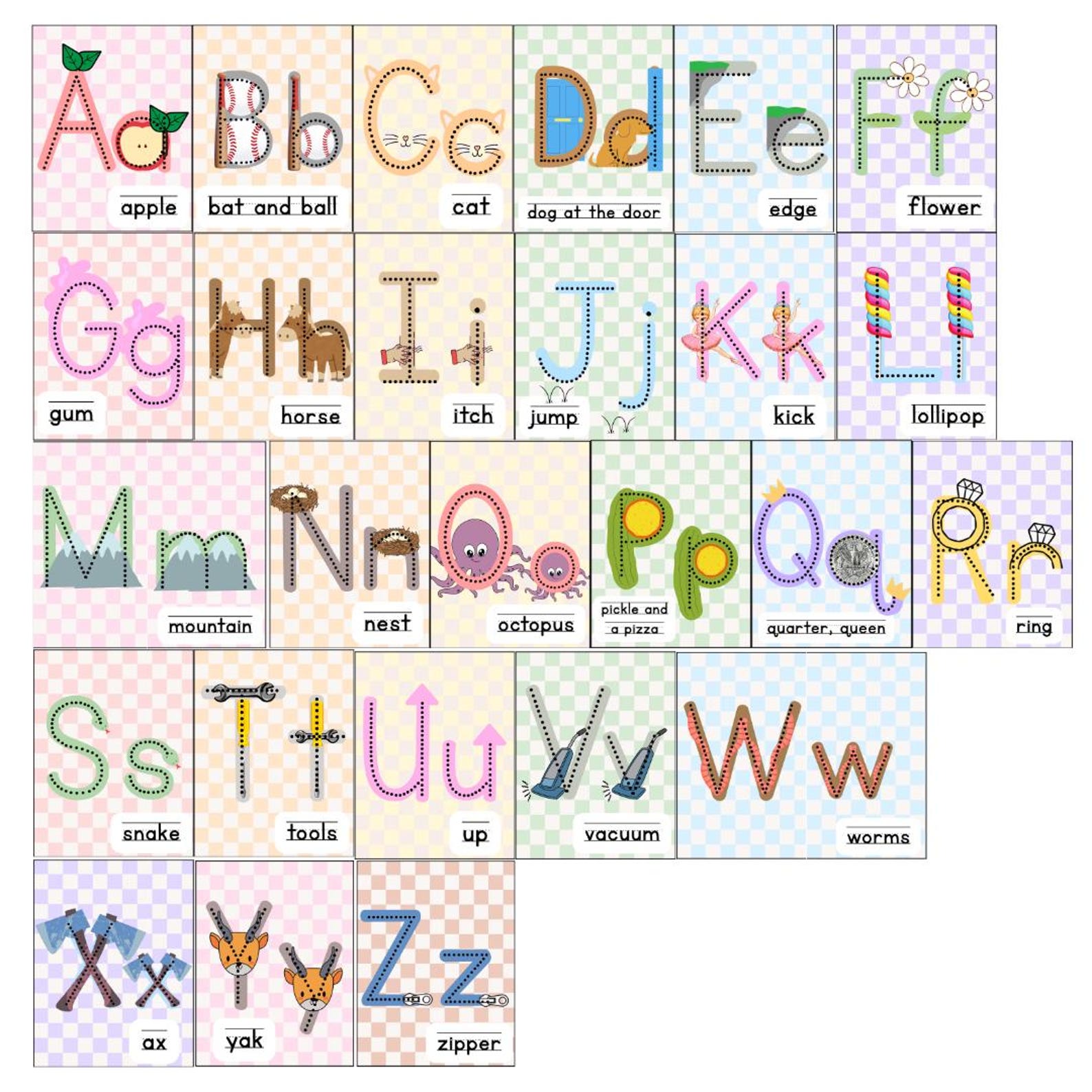 Pastel Rainbow Mnemonic Alphabet Wall Cards - Etsy