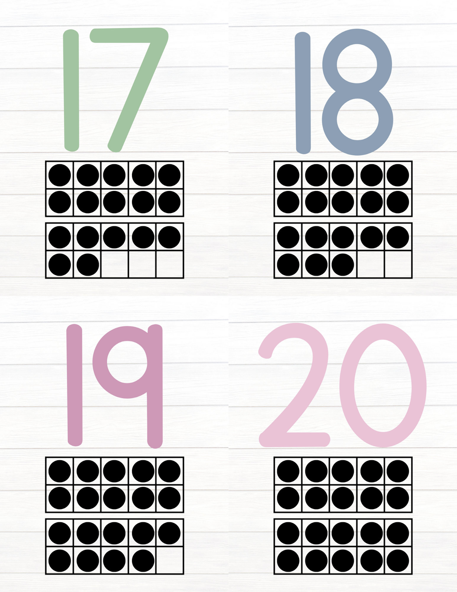 Shiplap Number Wall Cards Printable, Ten Frame Wall Cards, 0-20 - Etsy UK