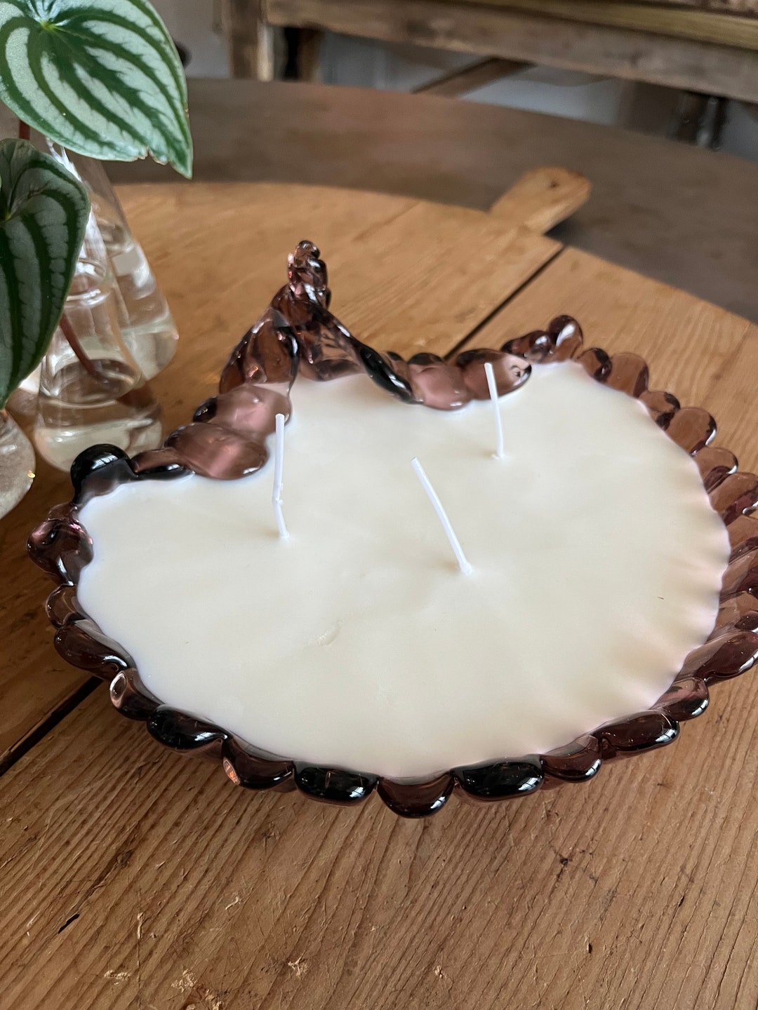 Hand Poured Soy Candle in Purple Antique Dish black Sea - Etsy
