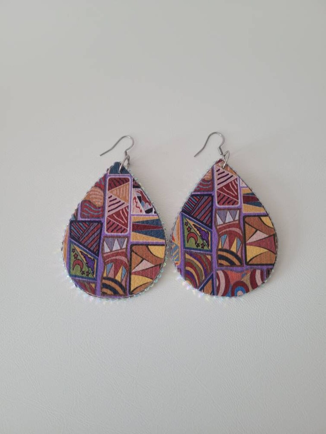 African Abstract Faux Leather Earrings/ethnic Print Earrings/great ...