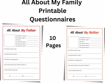 All About Me Printable Family - Etsy