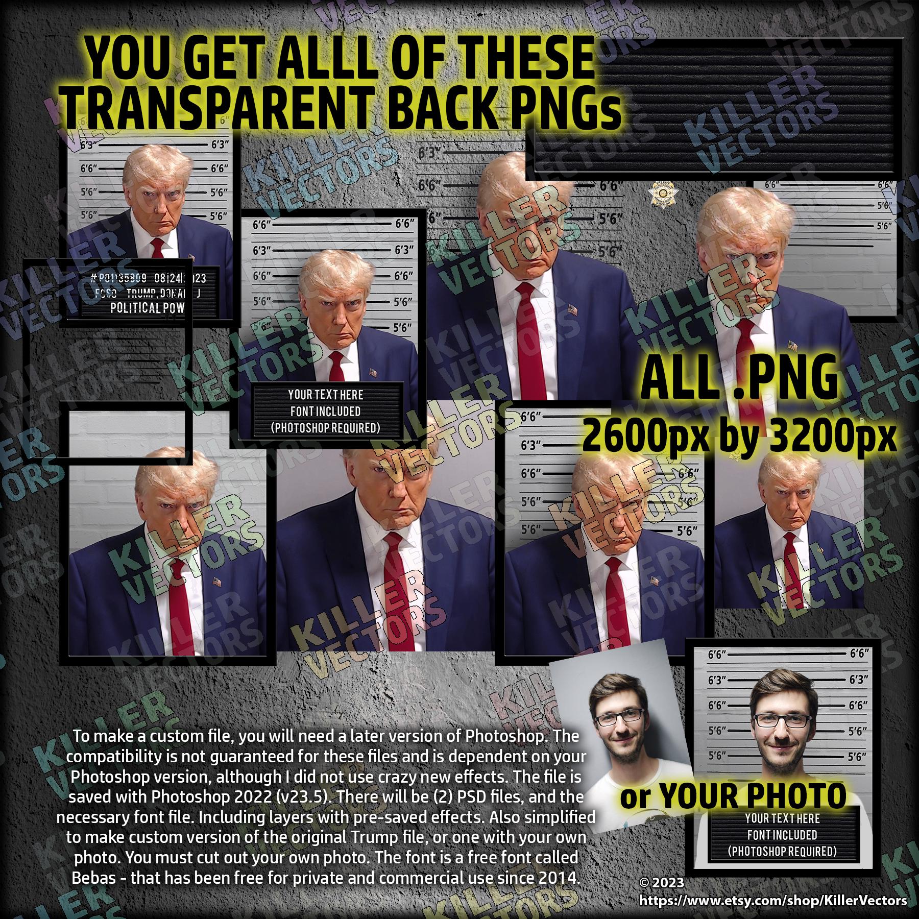 TRUMP MUGSHOT PNG Set .png - Totally Redrawn and Retouched - Various ...