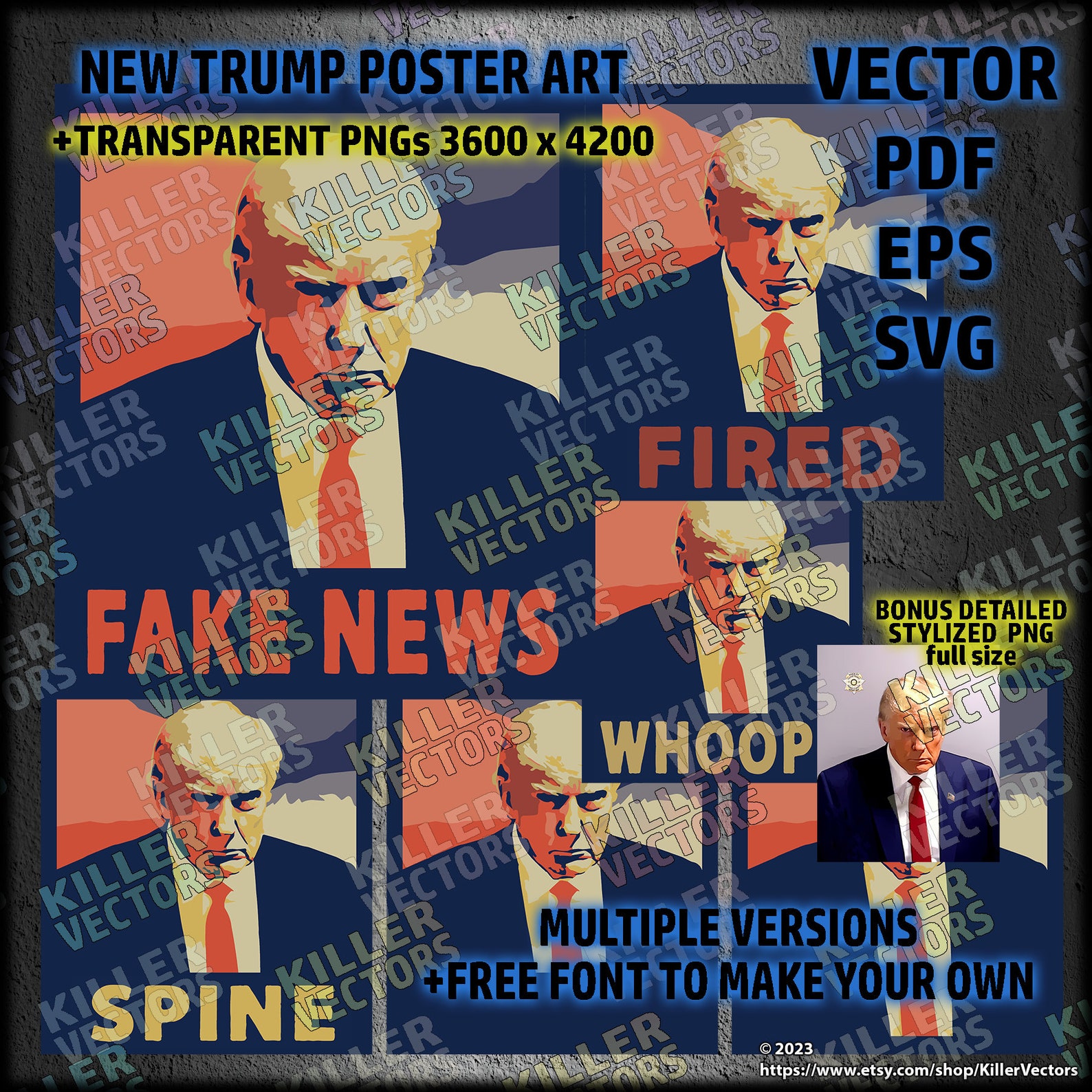 TRUMP MUGSHOT SVG Set - Pdf Png Eps Png Poster Style - New and Improved ...