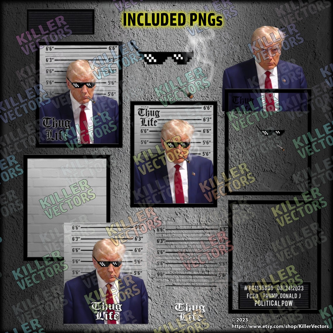 TRUMP MUGSHOT PNG Set - Thug Life Version - Totally Redrawn and ...