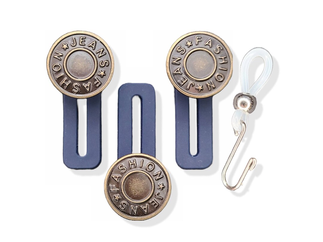 3 Pack Button Extenders Plus Zipper Holder for Pants Jeans Blue ...