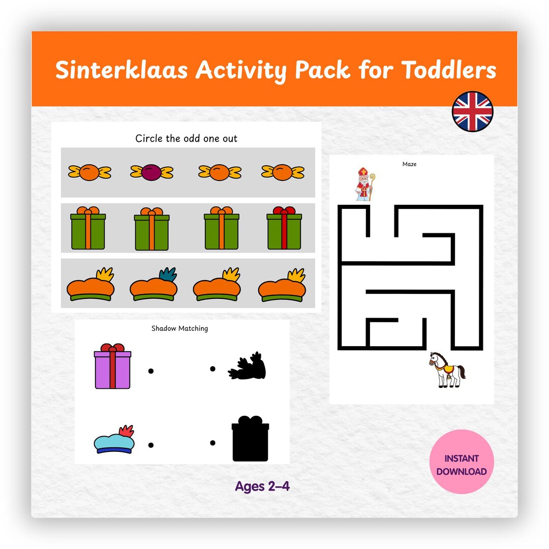 Sinterklaas Activity Pack for Toddlers | Ages 2–4 | Printable Games ...