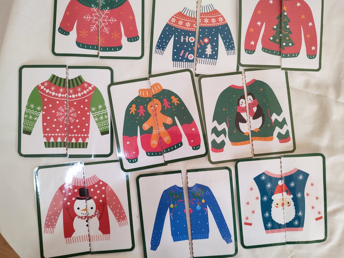 Ugly Sweaters Christmas Matching Game: Toddler Activity (PDF) - Etsy