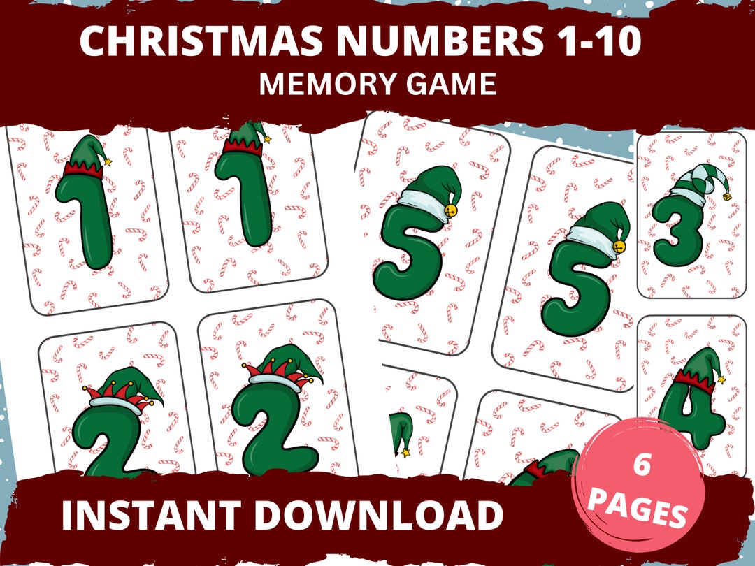 Christmas Numbers 1-10 Memory Game, Christmas Number Game, Christmas ...