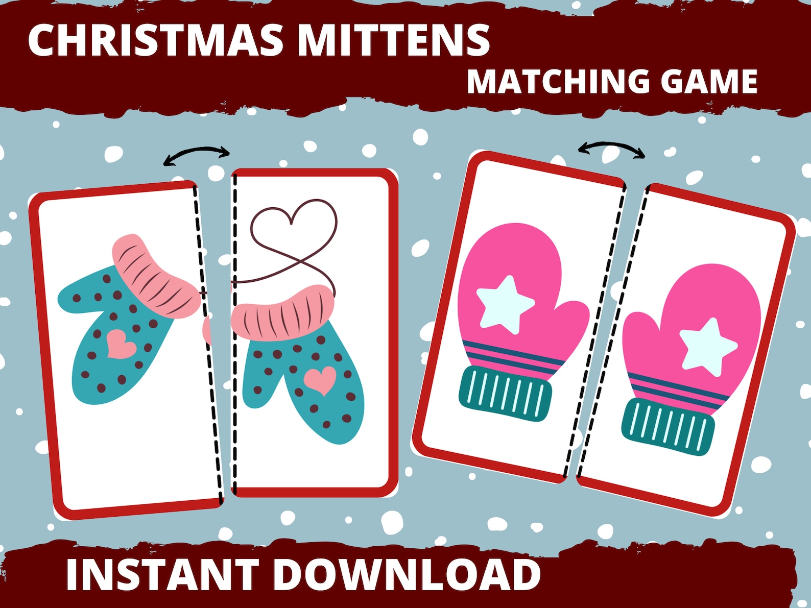 Christmas Mittens Matching Game - Etsy