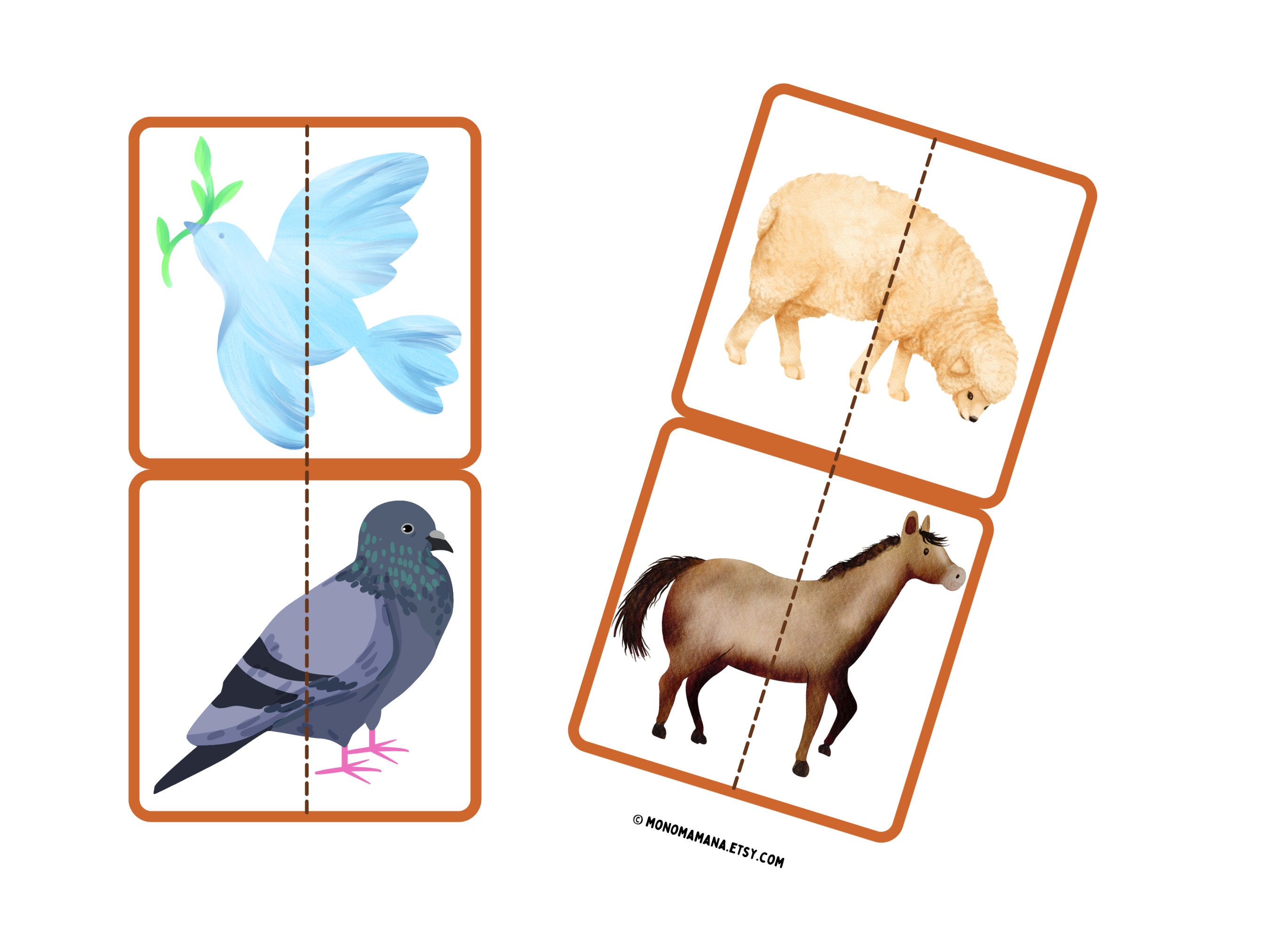 Animals Matching Game, Farm Animals Matching Game, Forest Animals ...
