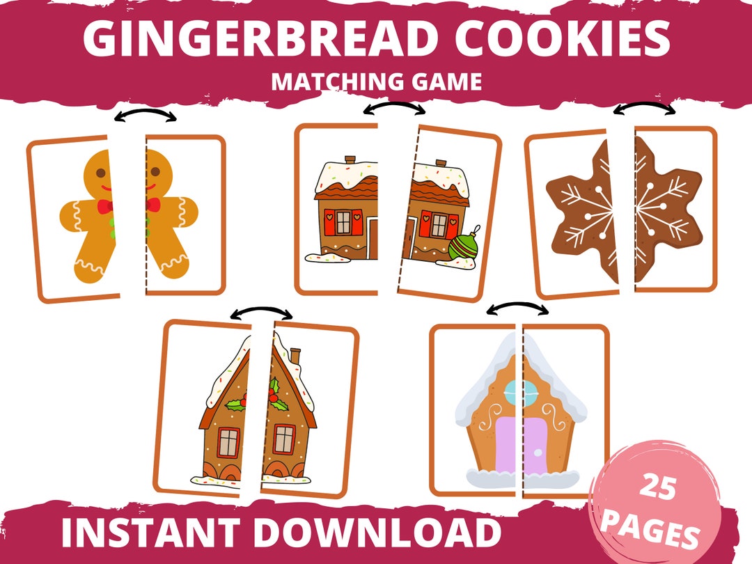 Gingerbread Cookies Matching Game, Christmas Matching Game, Christmas ...
