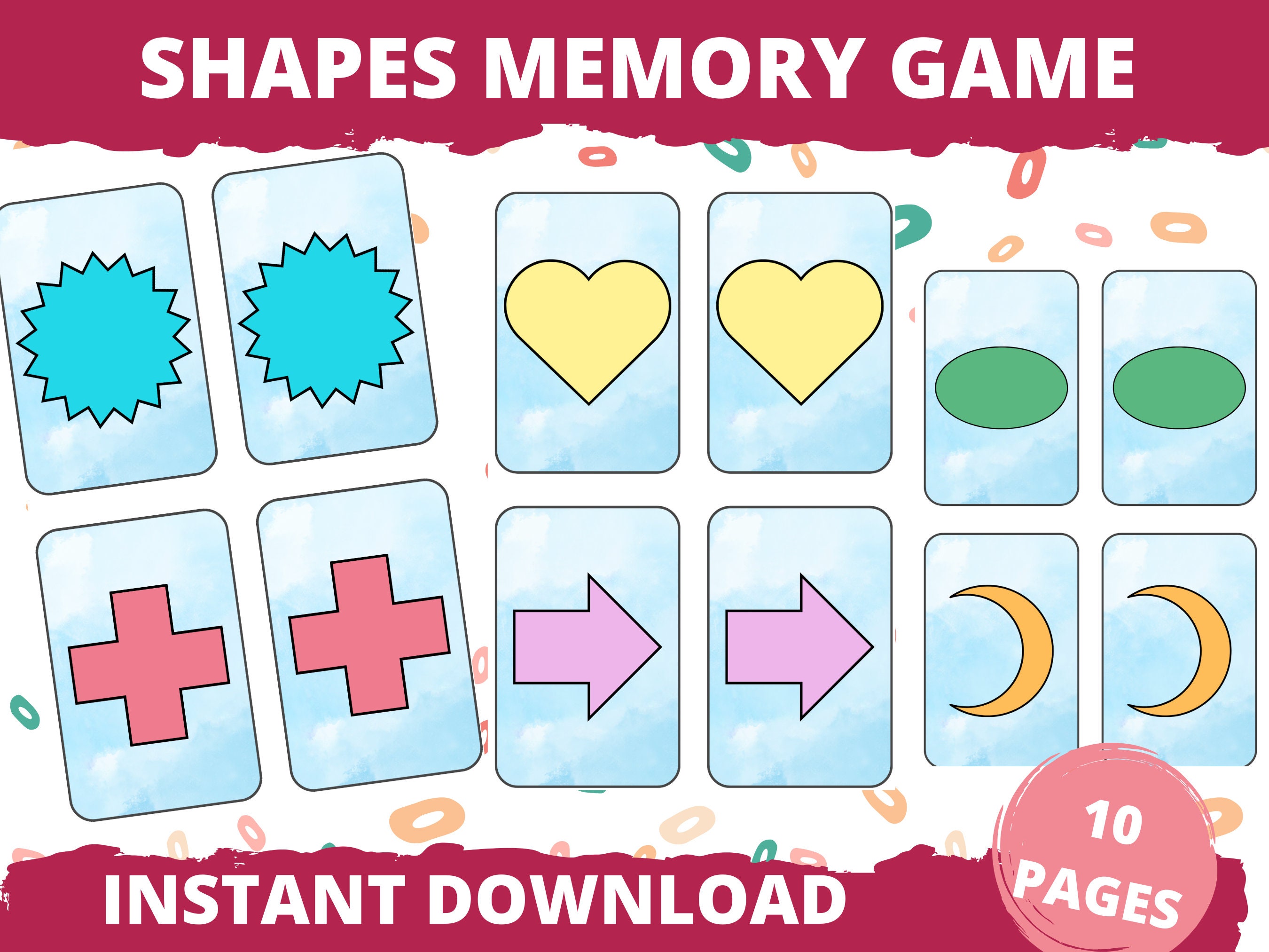 Shapes Memory Game - Etsy