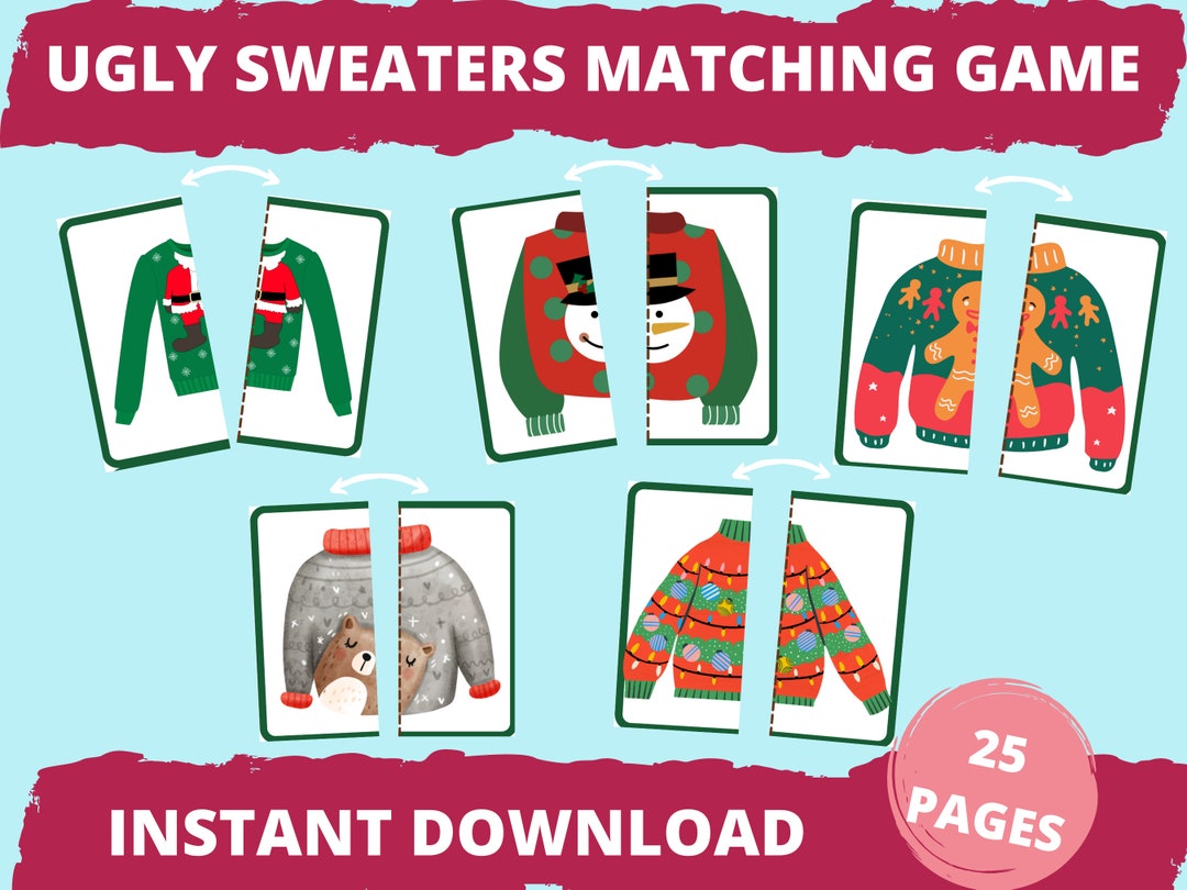 Ugly Sweaters Christmas Matching Game: Toddler Activity (PDF) - Etsy