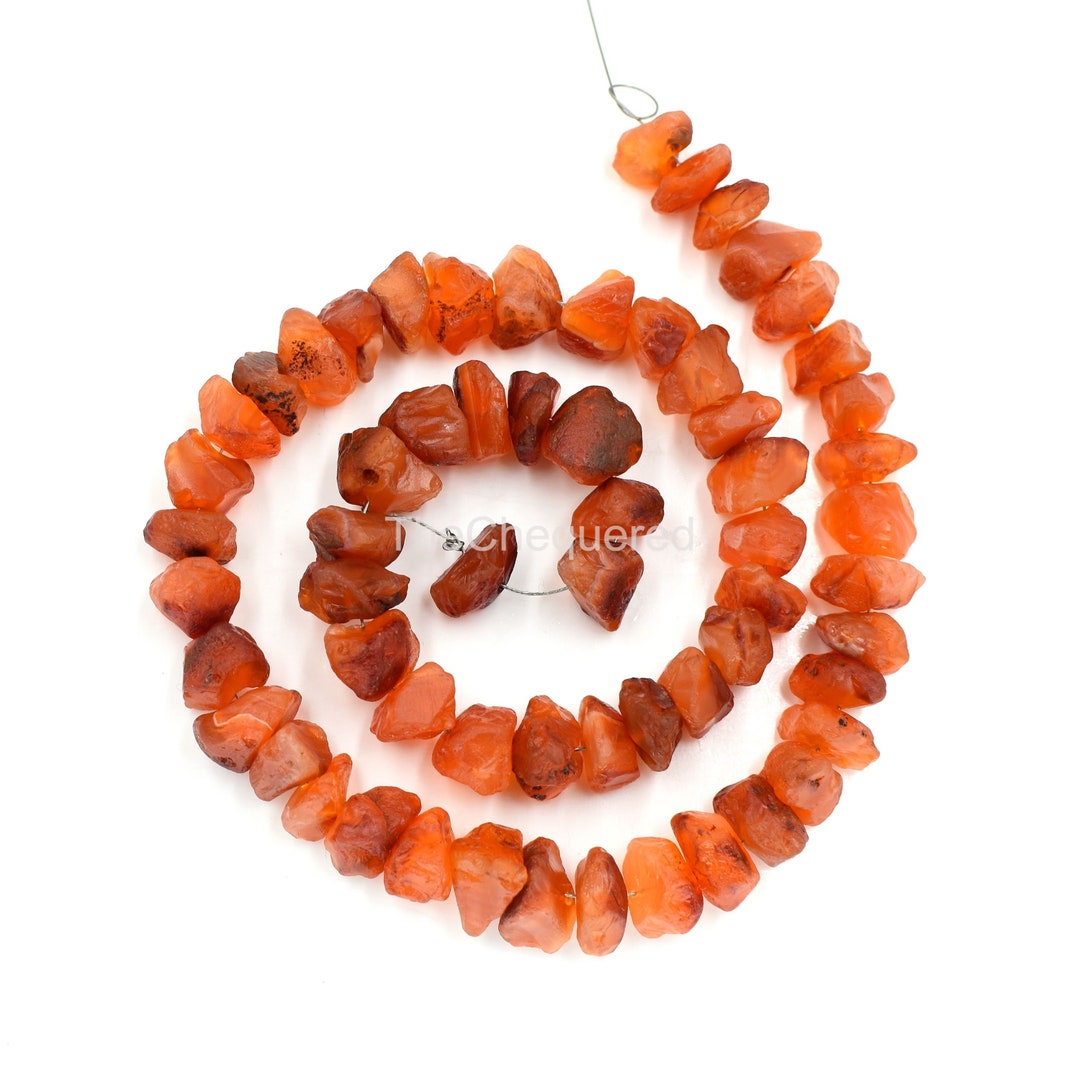 Natural Carnelian Raw Rough Crystal Beads, Carnelian Rough Strand ...