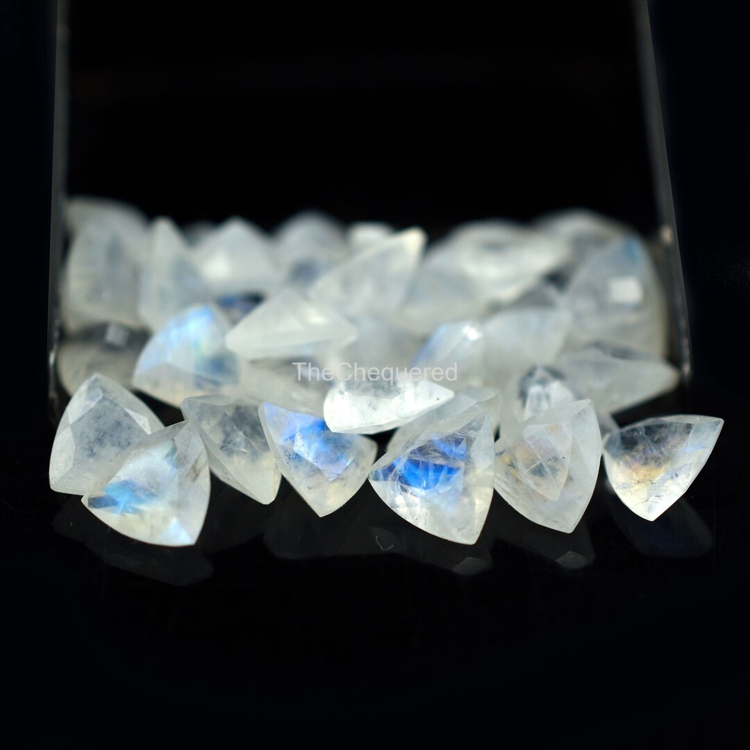 Natural Rainbow Moonstone 6mm to 7mm Triangle Faceted Cut High-quality ...