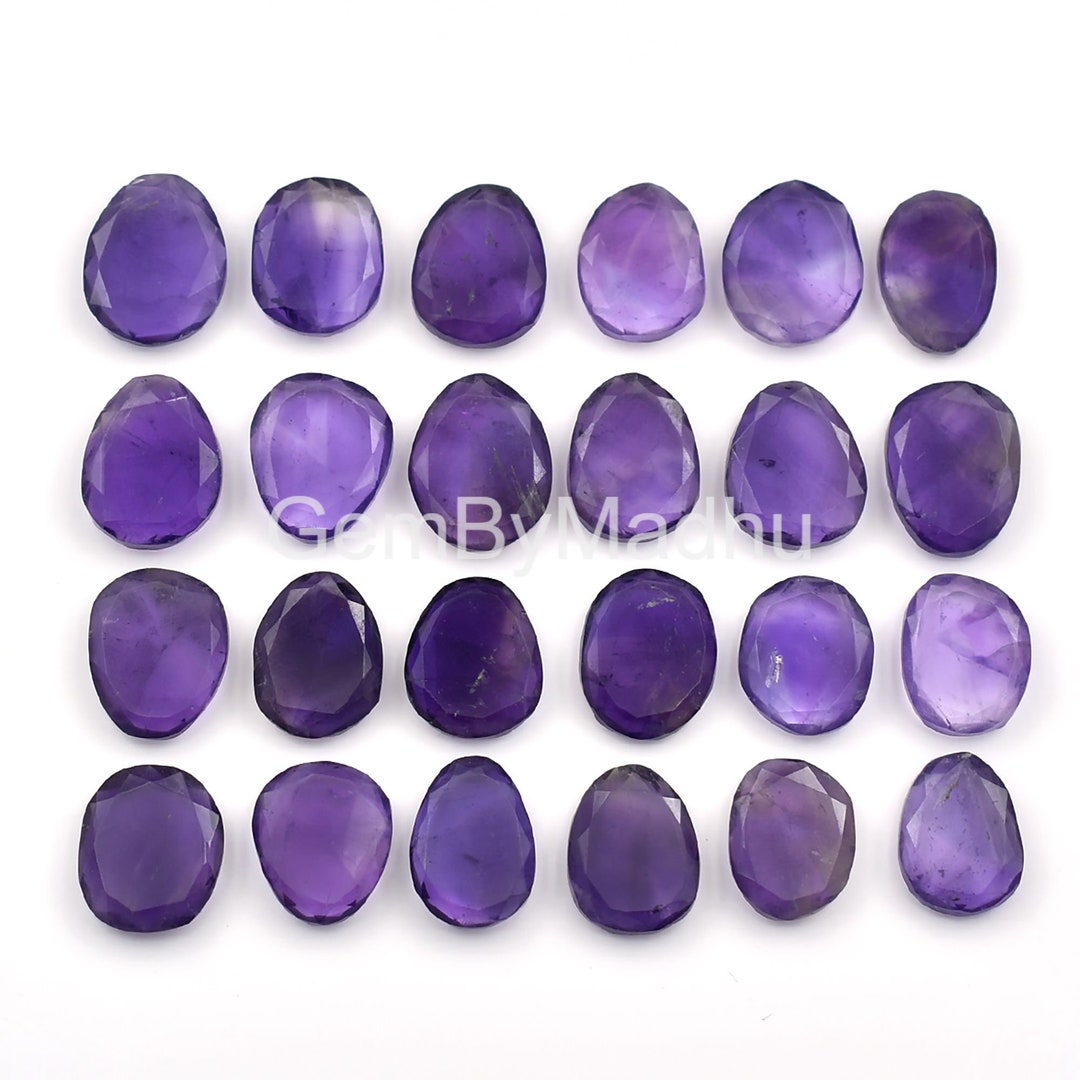 Amethyst Fancy Cut Gems for Jewelry, Tablet Cut Stone, Faceted Step Cut ...