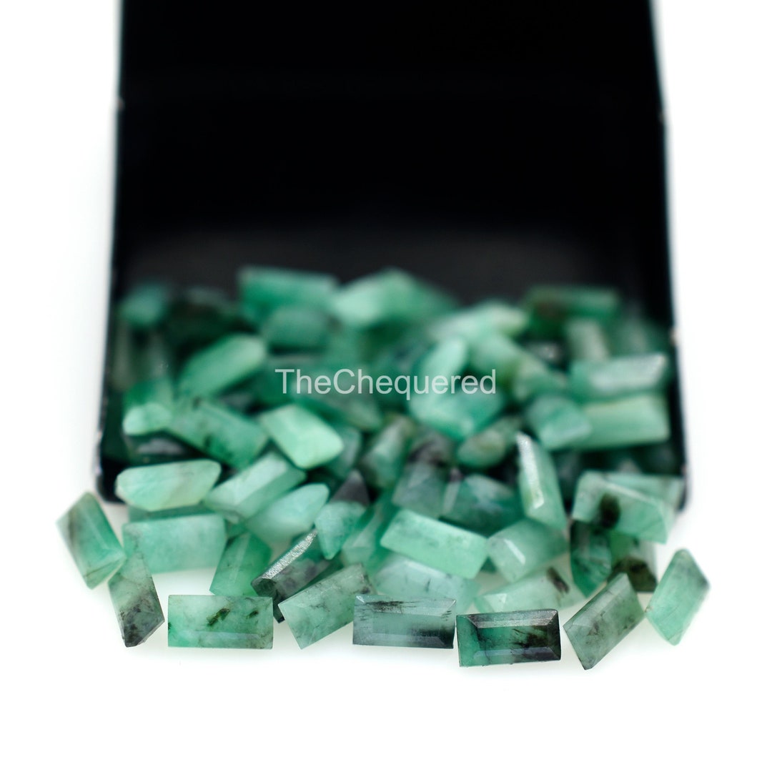 Natural Emerald Calibrated Faceted Cut Gems Rectangle Shape 2X4 Mm and ...