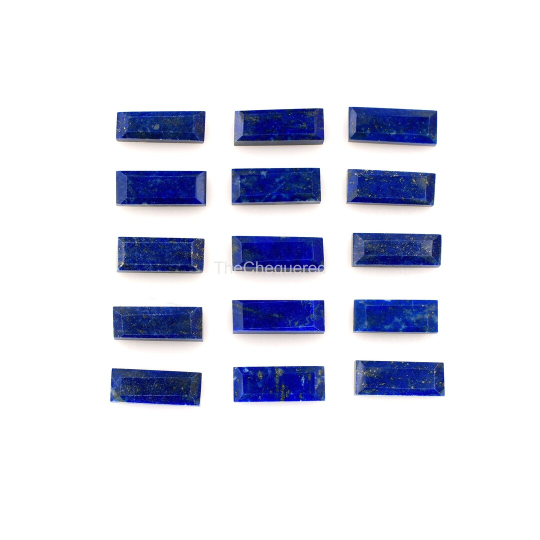 Natural Lapis Lazuli Bar Shape Gemstone Faceted Baguette Cut Gemstone ...