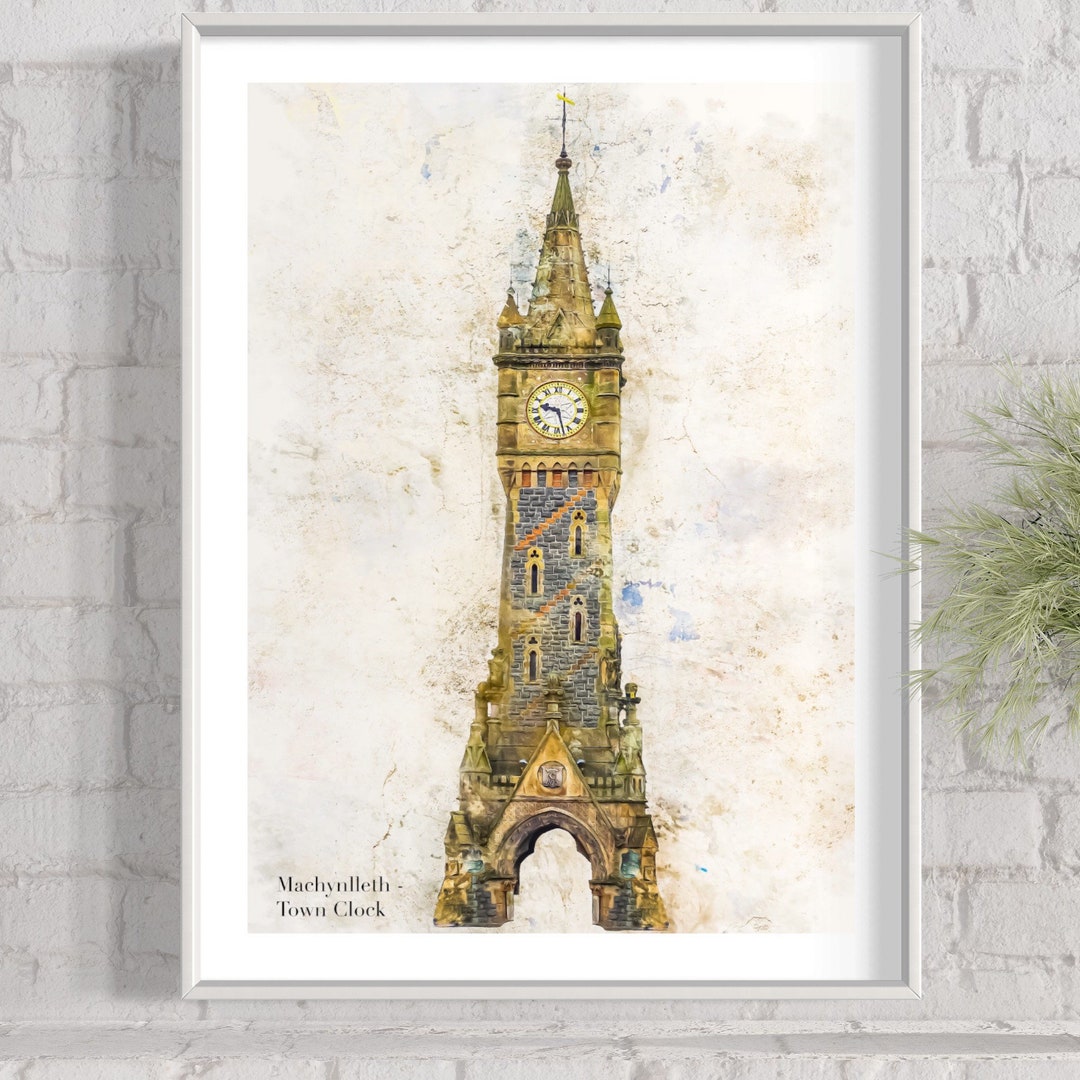 Machynlleth Town Clock Art Print Available on A4, A3 / Wales/digital ...