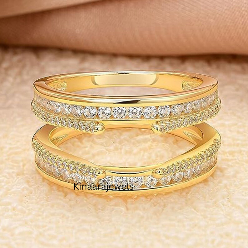 Double Spacer Enhancers Gold Wedding Band Lab Grown Diamond Engagement ...