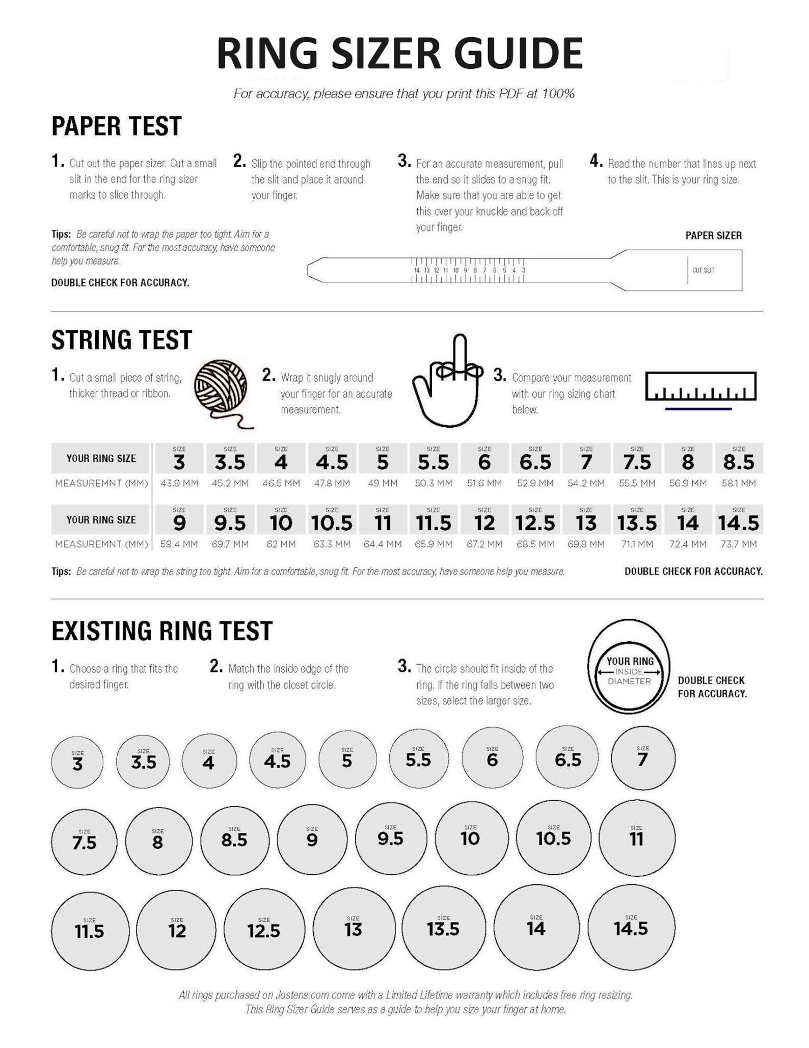Printable Ring Sizer Ring Size Conversion Chart Size Finder Ring ...