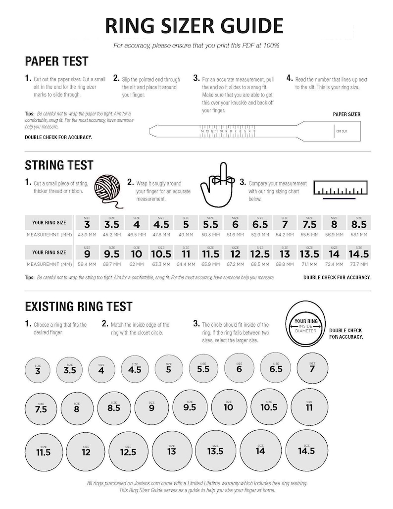 Printable Ring Sizer Ring Size Conversion Chart Size Finder Ring ...