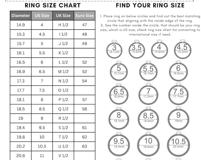 Printable Diamond Ring Sizer Printable Ring Sizer Women's Finger Ring ...