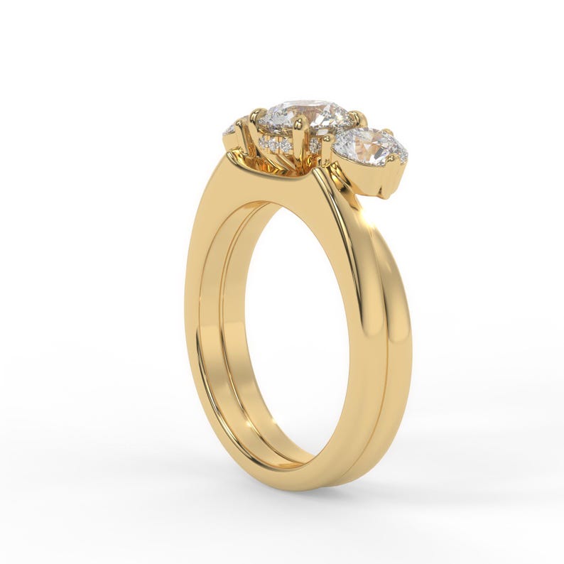 Round Diamond Wrap Wedding Ring Enhancer Solitaire Gold Ring, Lab Grown ...