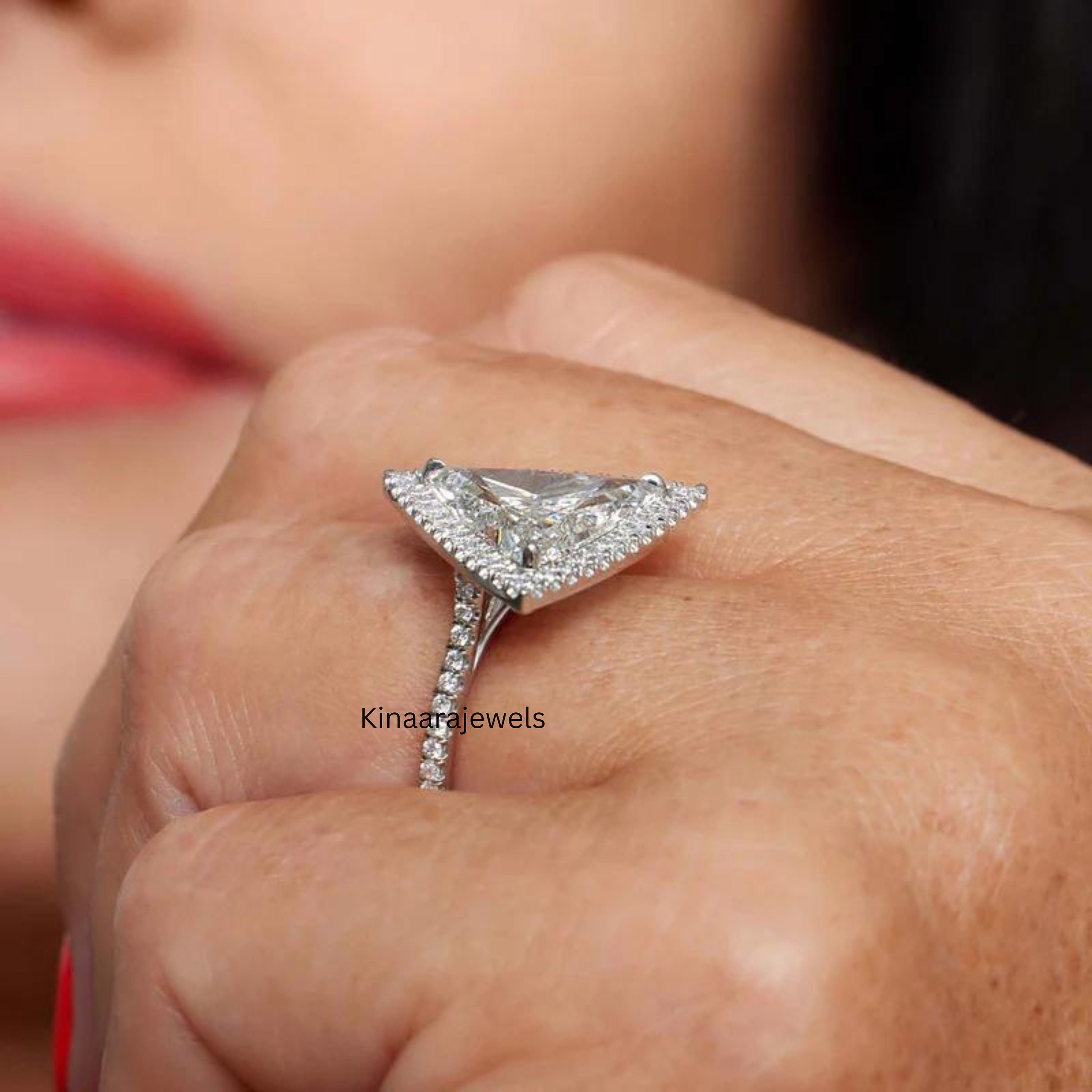 Triangle Cut Ring Engagement Ring Lab Grown Triangle Diamond Engagement ...