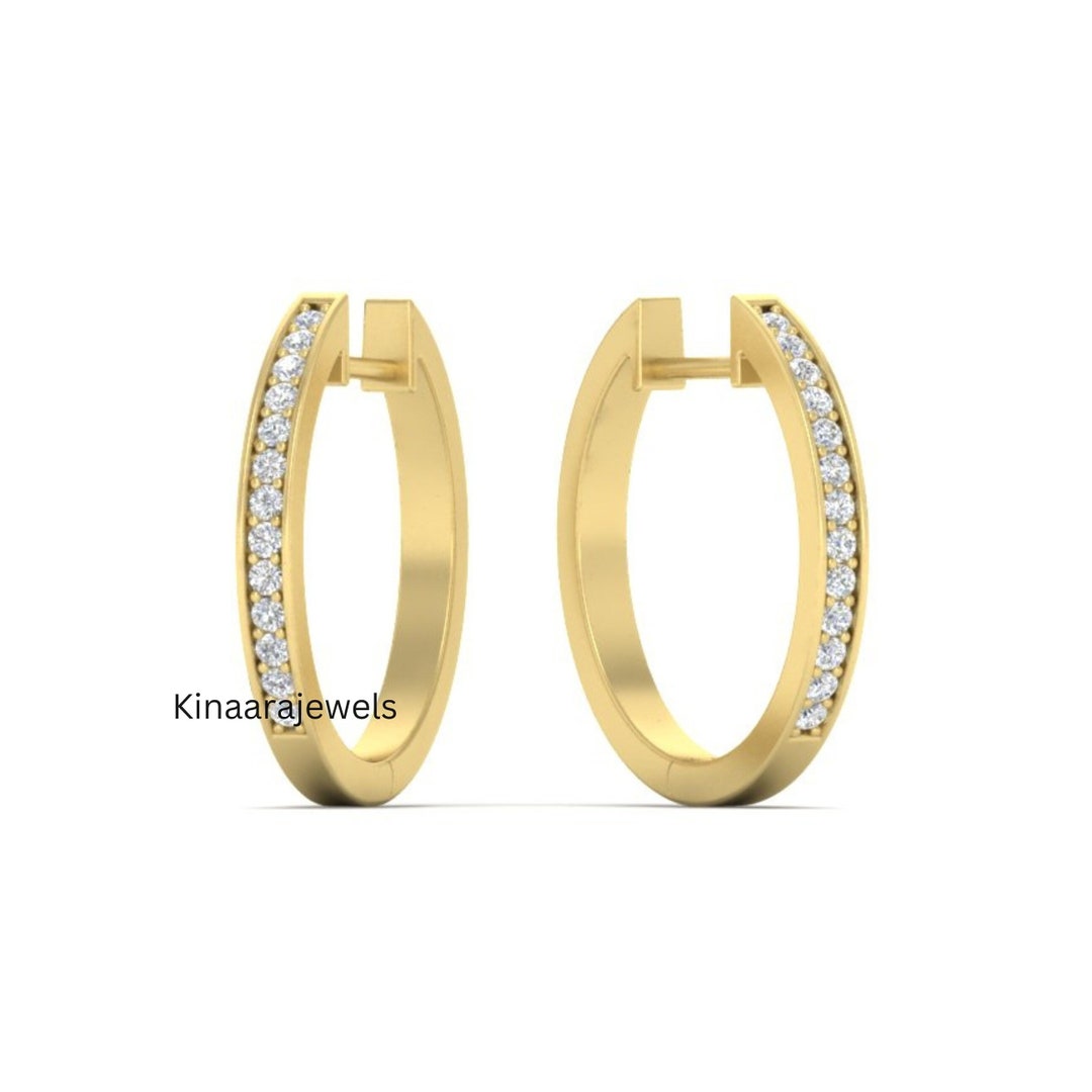 Lab Diamond Hoop Earrings Unisex Minimalist Earrings Lab Grown Small ...
