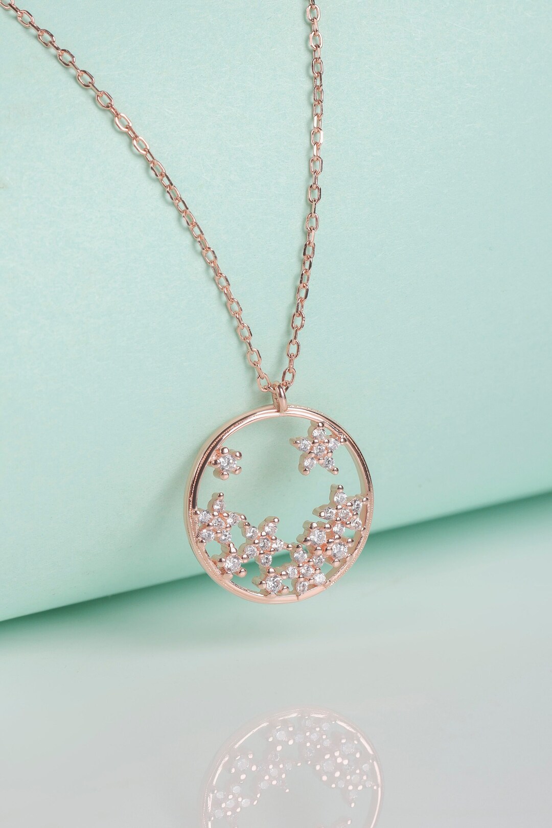 Nature Inspired Floral Necklace Multi Stone Diamond Necklace Lab Grown ...