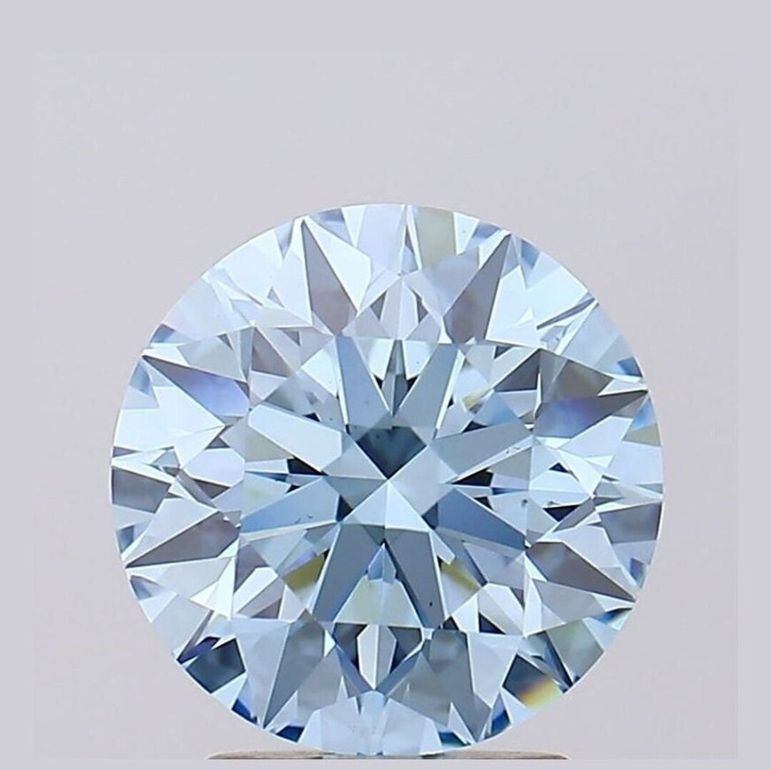 Fancy Vivid Sky Blue Loose Diamond Lab Grown Round Cut Diamond 1.01 CT ...