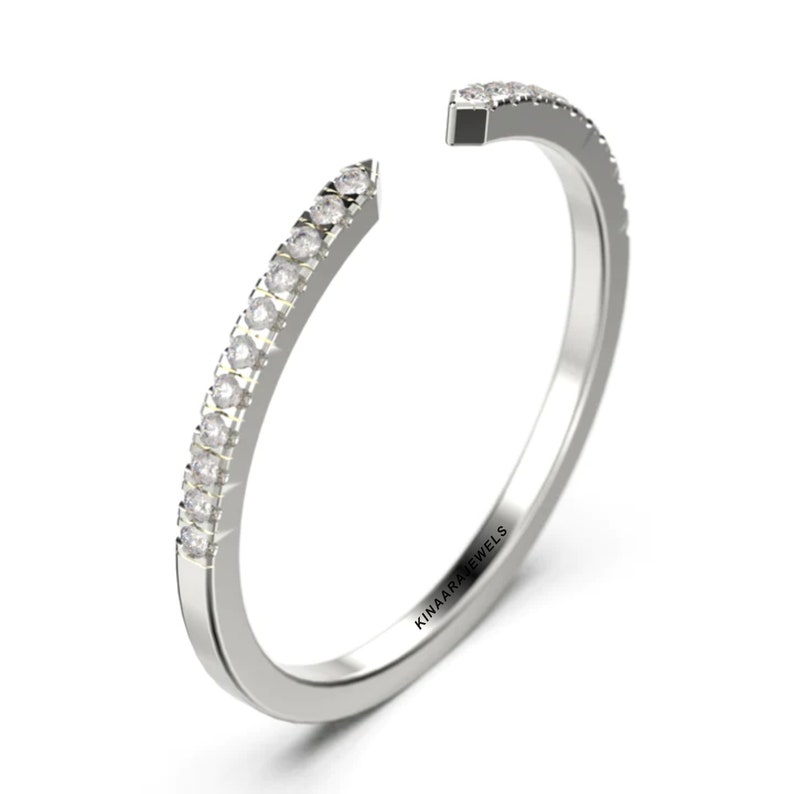 Open Graduated Stacking Band, Open Gap Band for Engagement Ring Lab Grown Diamond Band, Matching ...