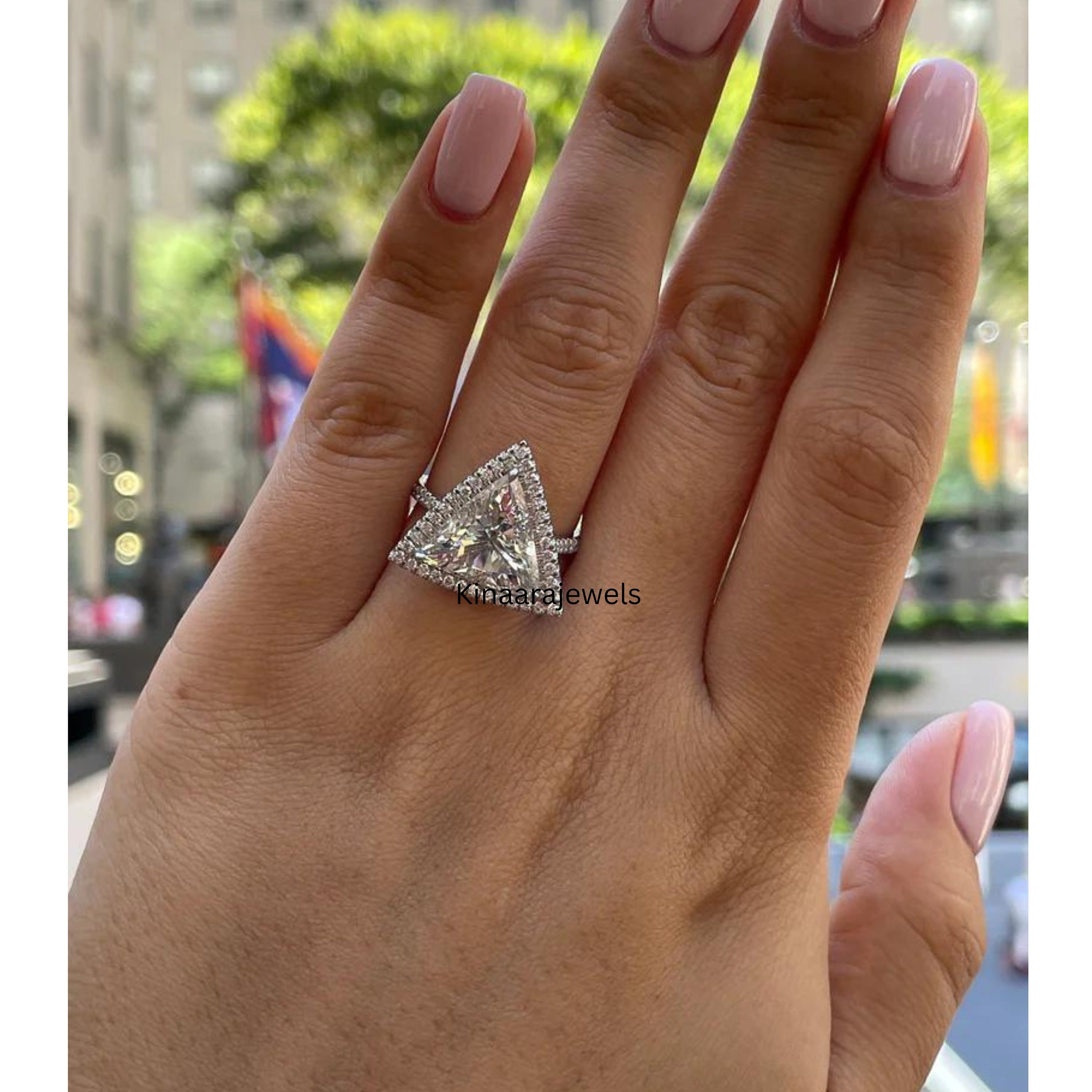 Triangle Cut Ring Engagement Ring Lab Grown Triangle Diamond Engagement ...