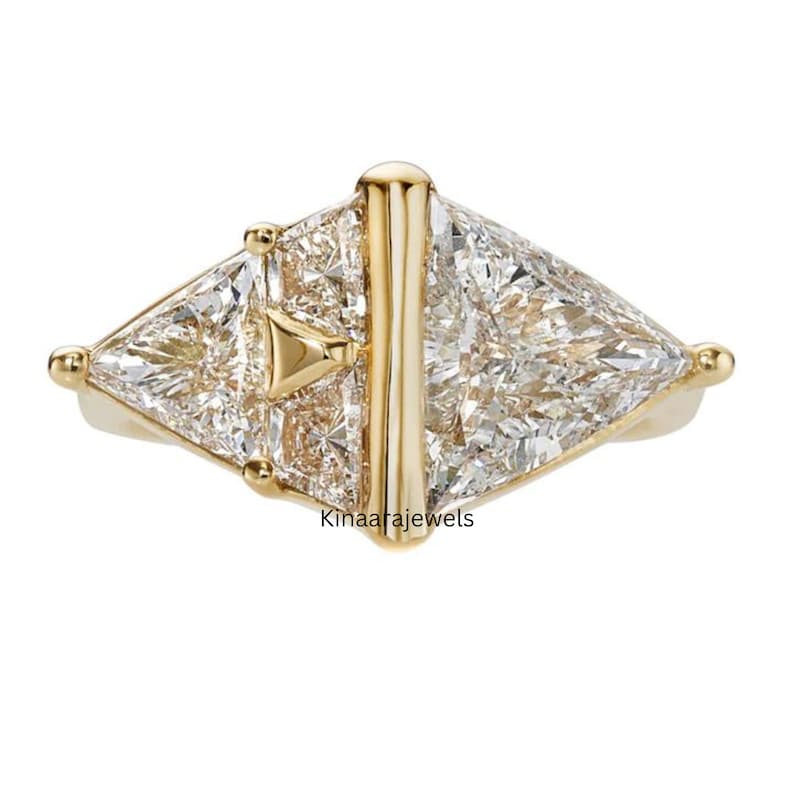 Triangle Cut Lab Grown Engagement Ring, Triangle and Trapezoid Cut Lab ...
